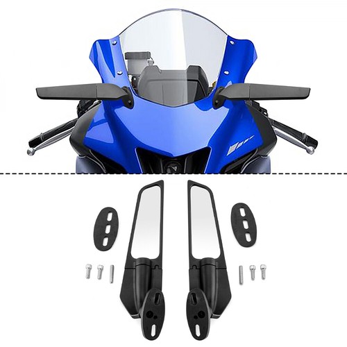 Pair Winglet Stealth Rearview Wind Wing Mirrors for Yamaha YZF R25 R3 ...