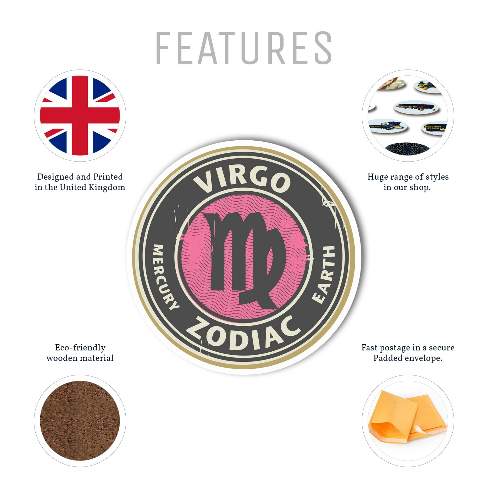 1 x Virgo Zodiac Birth Horoscope - Round Coaster Kitchen Student Kids ...