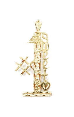 14K Yellow Gold #1 Number One Sweet Heart Pendant Necklace Charm ~ 2.6g ...