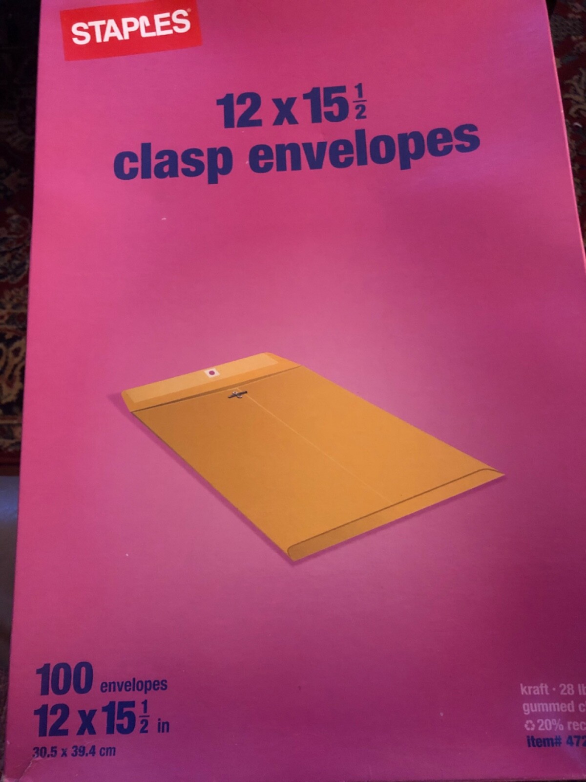 Staples Kraft Catalog Envelopes 12" x 15-1/2" Brown 100/Box (534784/ ...