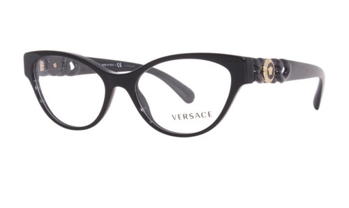 NEW AUTHENTIC VERSACE VE 3305 GB1 Black Women's Eyeglasses 55mm 17 140 ...