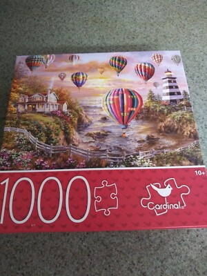 Cardinal Balloons Over Cottage Cove 1000 Piece Interlocking Jigsaw ...