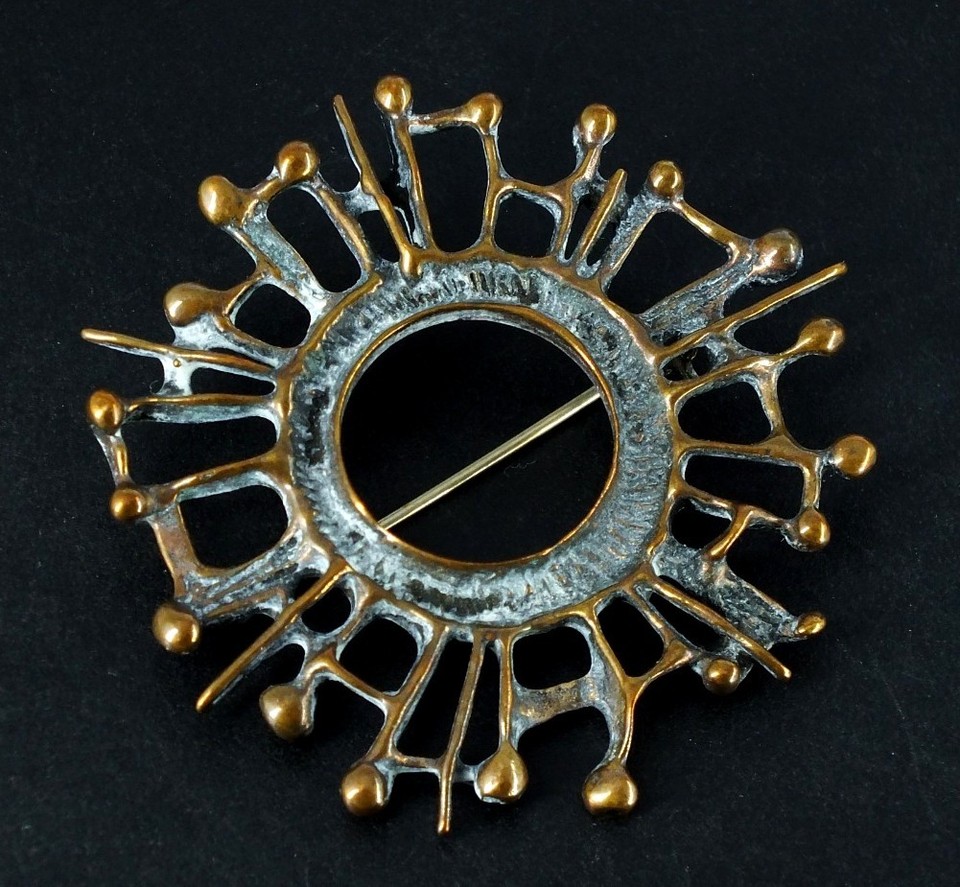DAVID-ANDERSEN NORWAY Vintage Tangerud Uni BRONZE Amorphous Sun Brooch ...