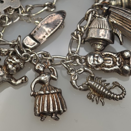 Antique Sterling Silver Charm Bracelet Lots Of Charms Vintage 69 Grams ...