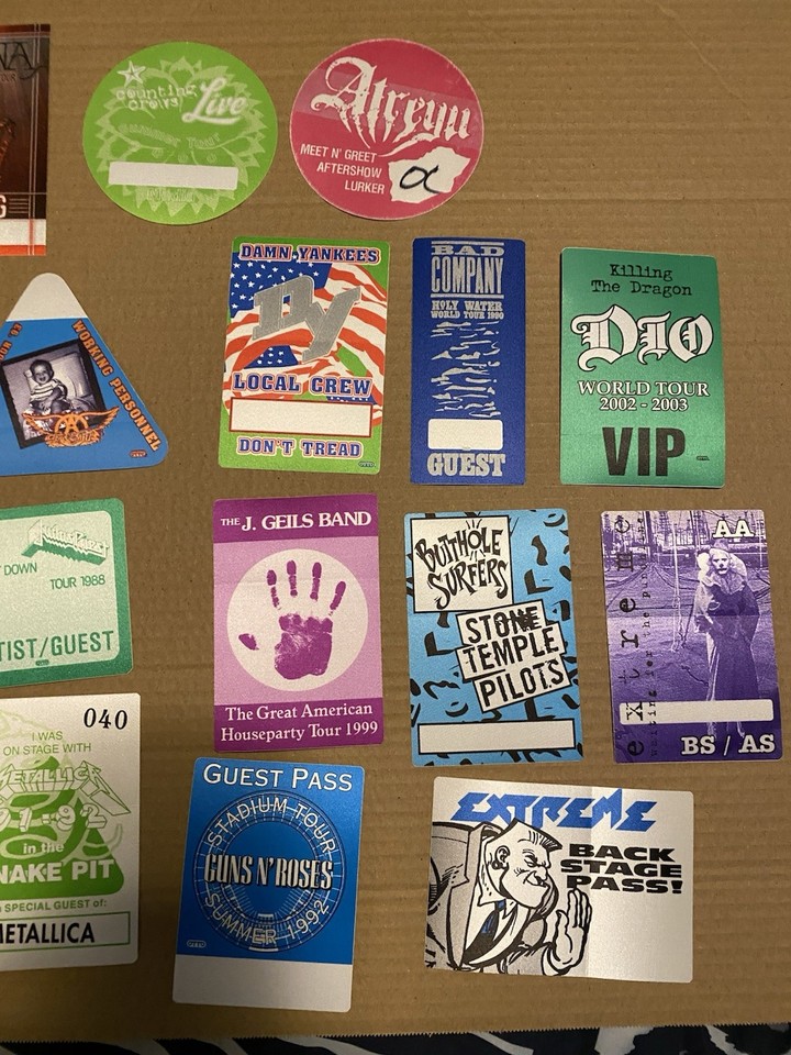 20 Piece Backstage Pass Lot - Dio,Guns & Roses,Extreme,Metallica,Tesla ...