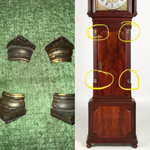Set Of Antique English Grandfather Clock Brass Ornaments For Midsection ...