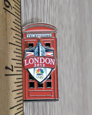 2012 London Olympics NBC Red Telephone Booth Souvenir Enamel Pin Badge ...