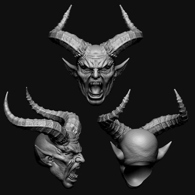 Screaming Horned Devil Demon custom head for Mythic Legions & other ...