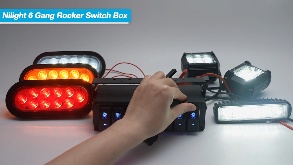 Nilight 6 Gang Rocker Switch Box 12V SPST ON Off Toggle Switch PD Type ...