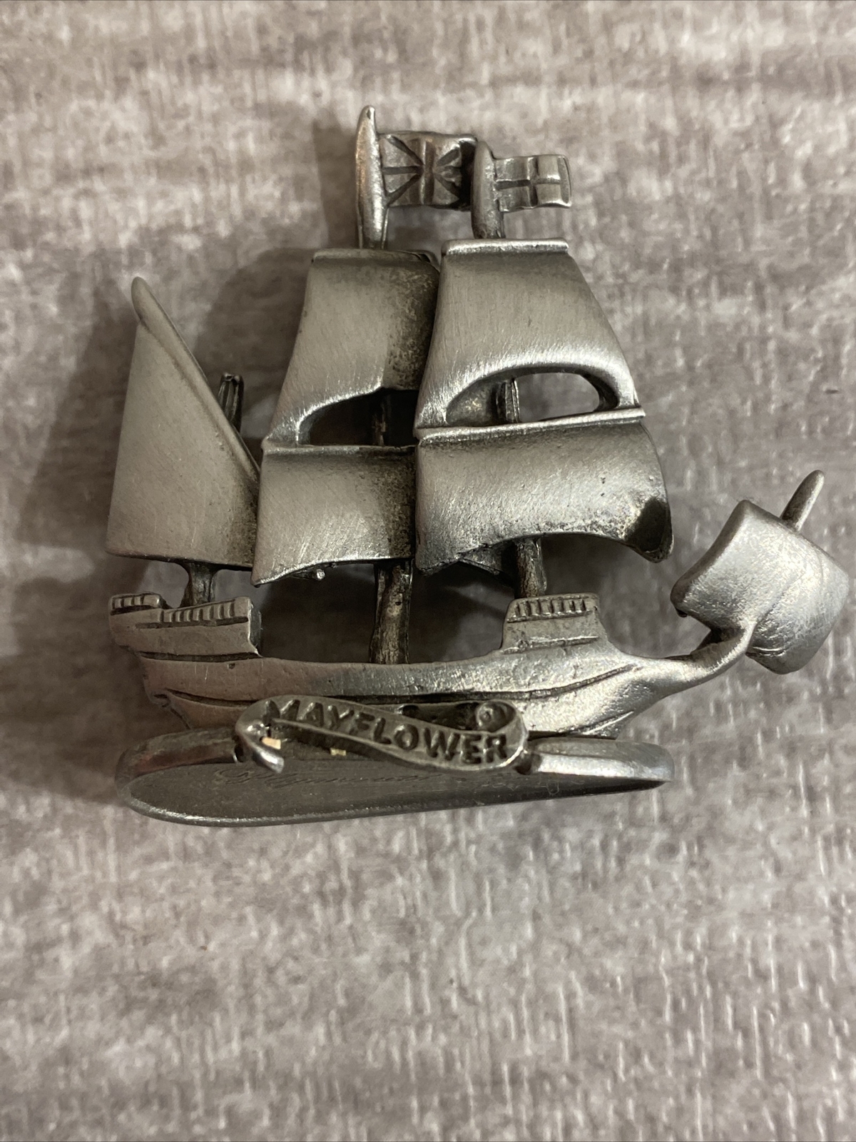 Plymouth Pewter ship The Mayflower Metal Figure Miniature figurine boat ...