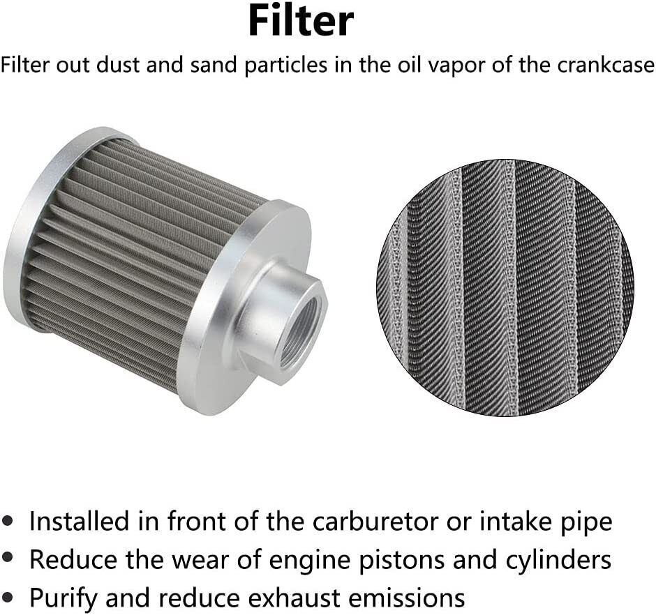 1L Oil Catch Can Reservoir Tank Breather Filter Baffled+10AN Fuel Line ...
