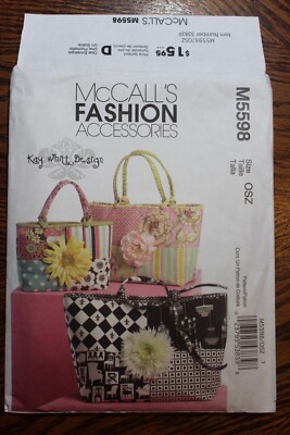 McCall's M5598 Kay Whitt Design tote bags UNCUT Sewing Pattern | eBay