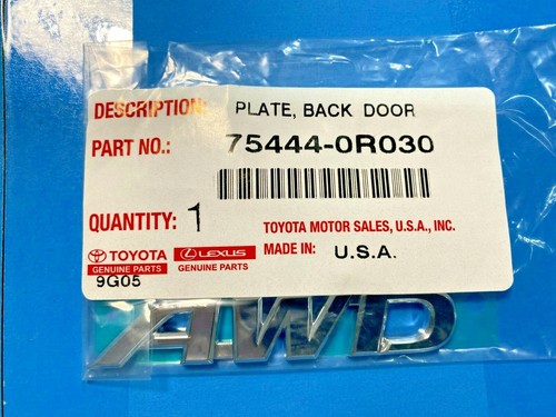 GENUINE TOYOTA 754440R030 RAV-4 (13-16) NAME PLATE NO-4 "AWD" 75444 ...