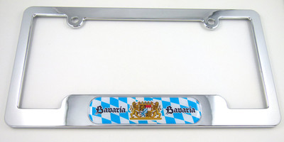 Bavaria German Chrome License Plate Frame Dome Emblem BayernFree caps ...