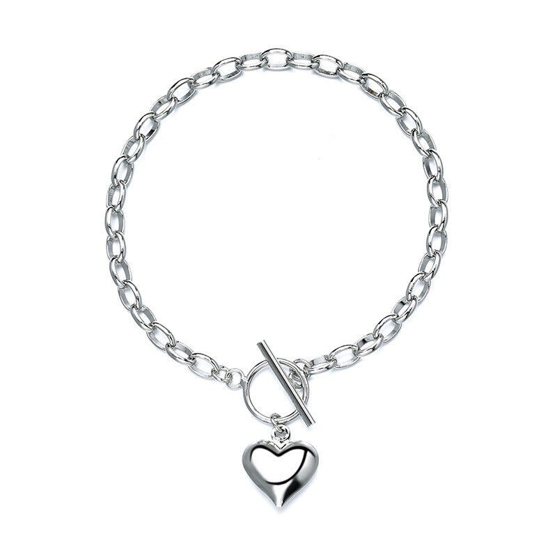 Heart Charm Bracelet Toggle Clasp Bangle Women Bracelets Friendship ...