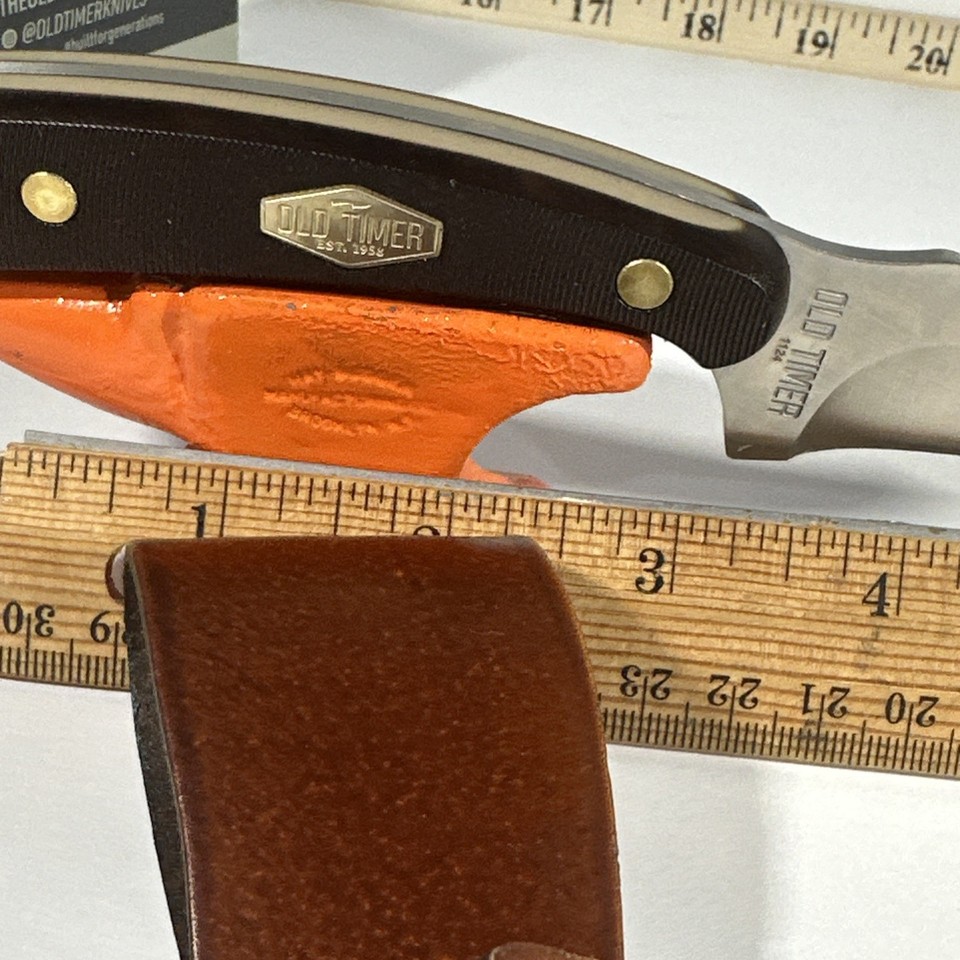 Schrade Old Timer 152 OT Sharp Finger Fixed Blade Knife with scabbard ...