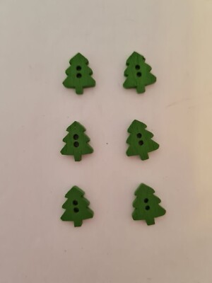 6 wooden Christmas tree shaped green buttons 13 x 10 mm | eBay Australia