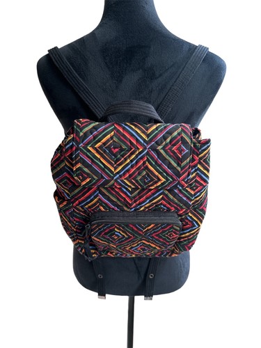 Donna Sharp Mini Backpack Black Multicolor Box Pattern | eBay
