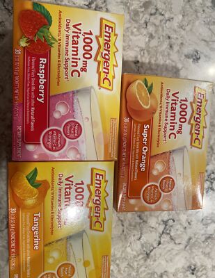 90 Packets Emergen-C IMMUNE SUPPORT Super Orange Raspberry Tangerine ...
