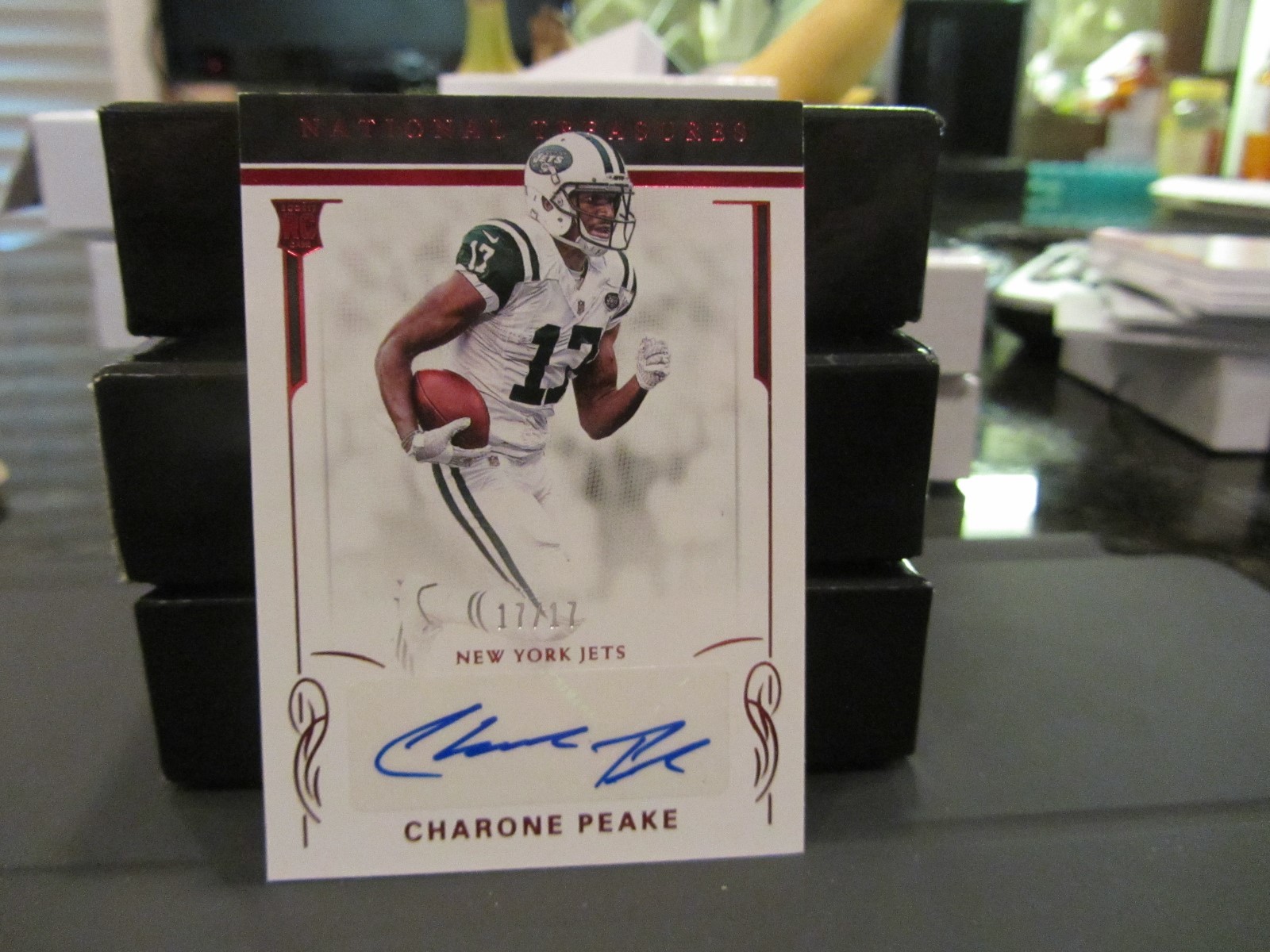 National Treasures Parallel Rookie Autograph Jets Charone Peake 17/17 ...