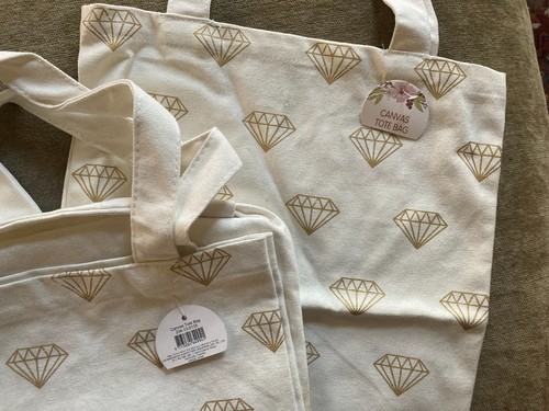 NEW Set of 3 Target Brand Ivory Canvas Tote Bags - Diamond Patttern | eBay
