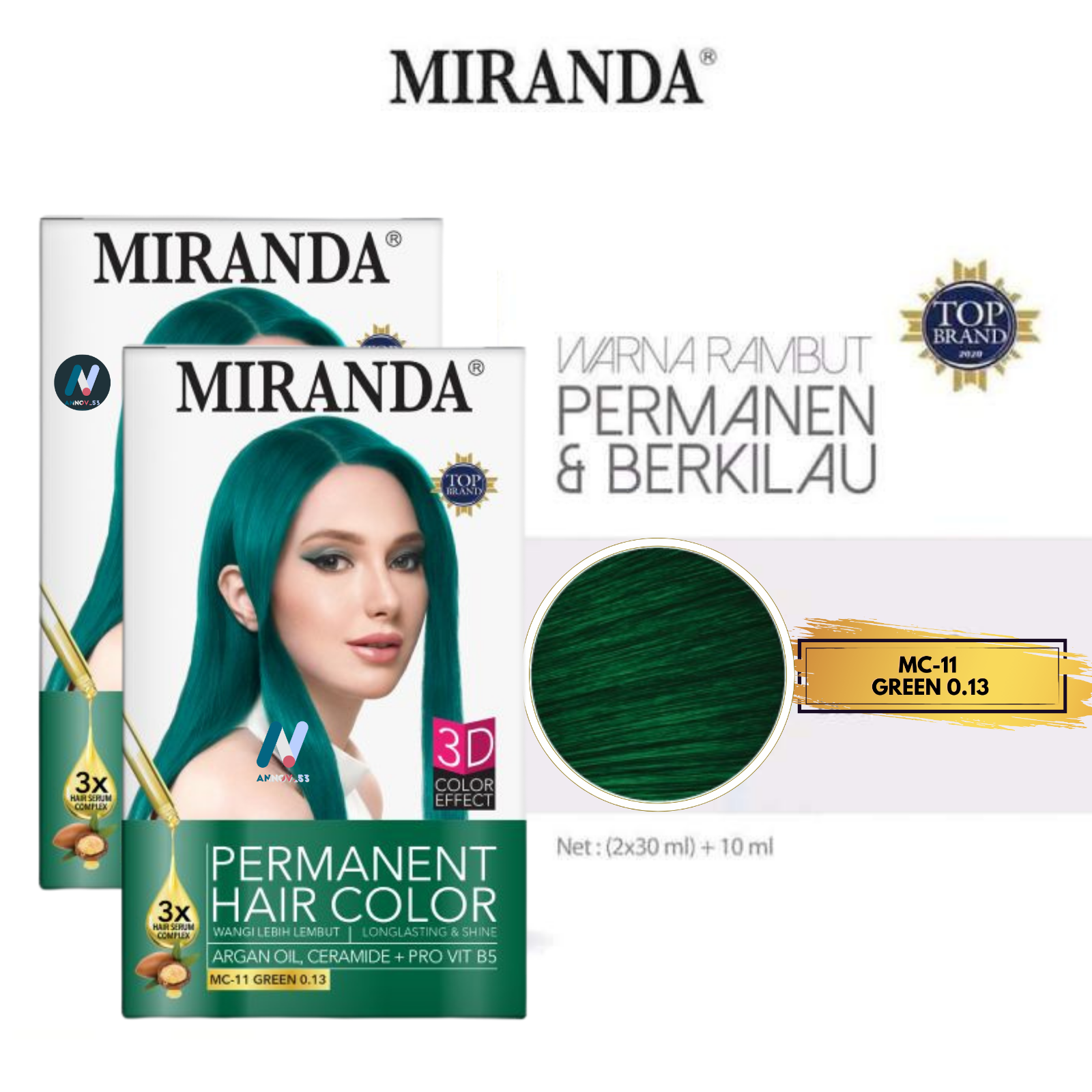 2X MIRANDA Premium 3D Permanent Hair Dye Shiny Moisture Color #MC-11 ...