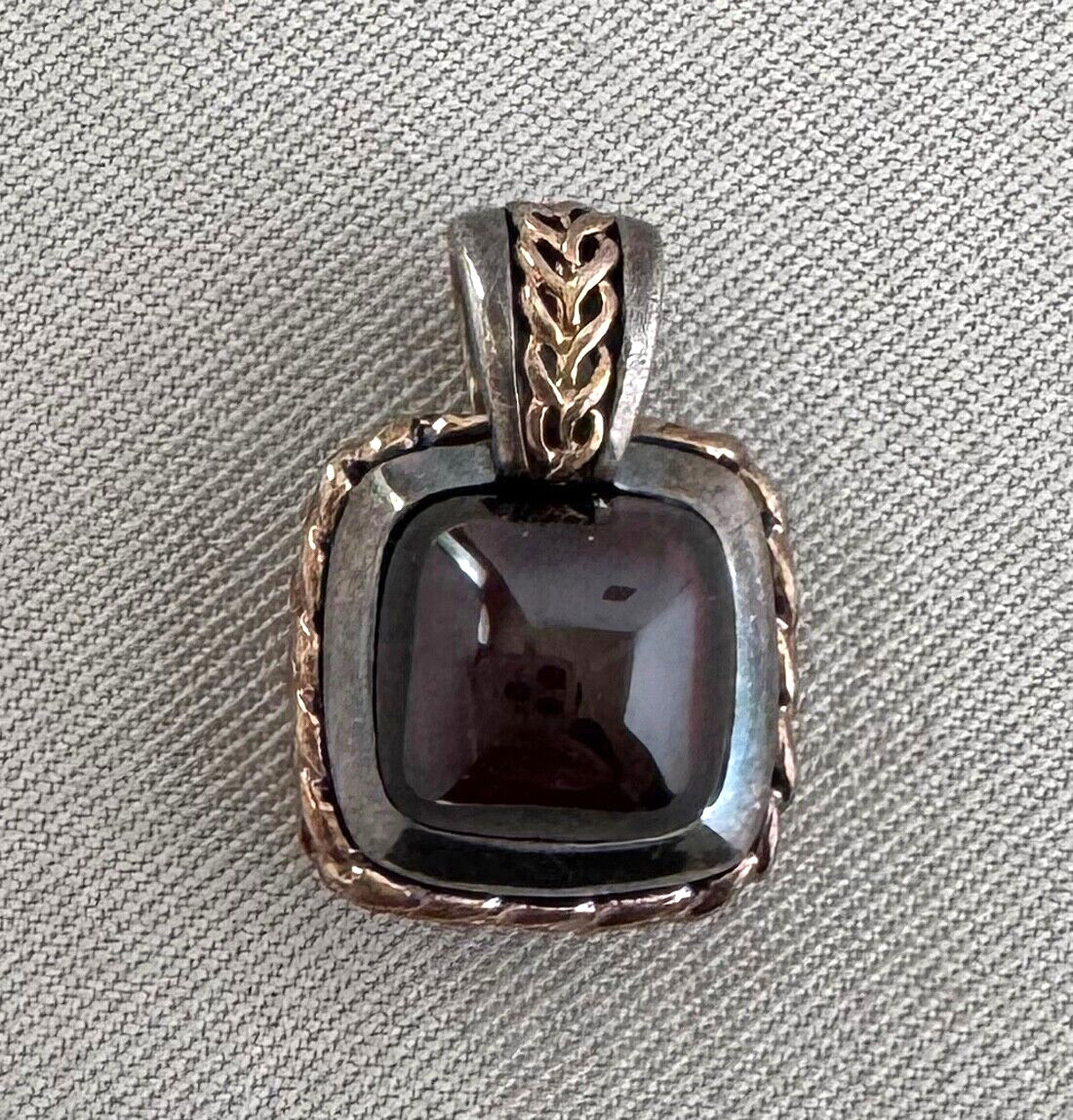 Sterling Silver 925 & 18K Gold Red Stone Pendant Sign… - Gem