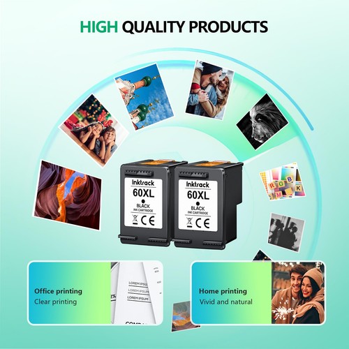 HP 60XL Black Ink Cartridge 2 Pack Works with HP Printers High Yield | eBay