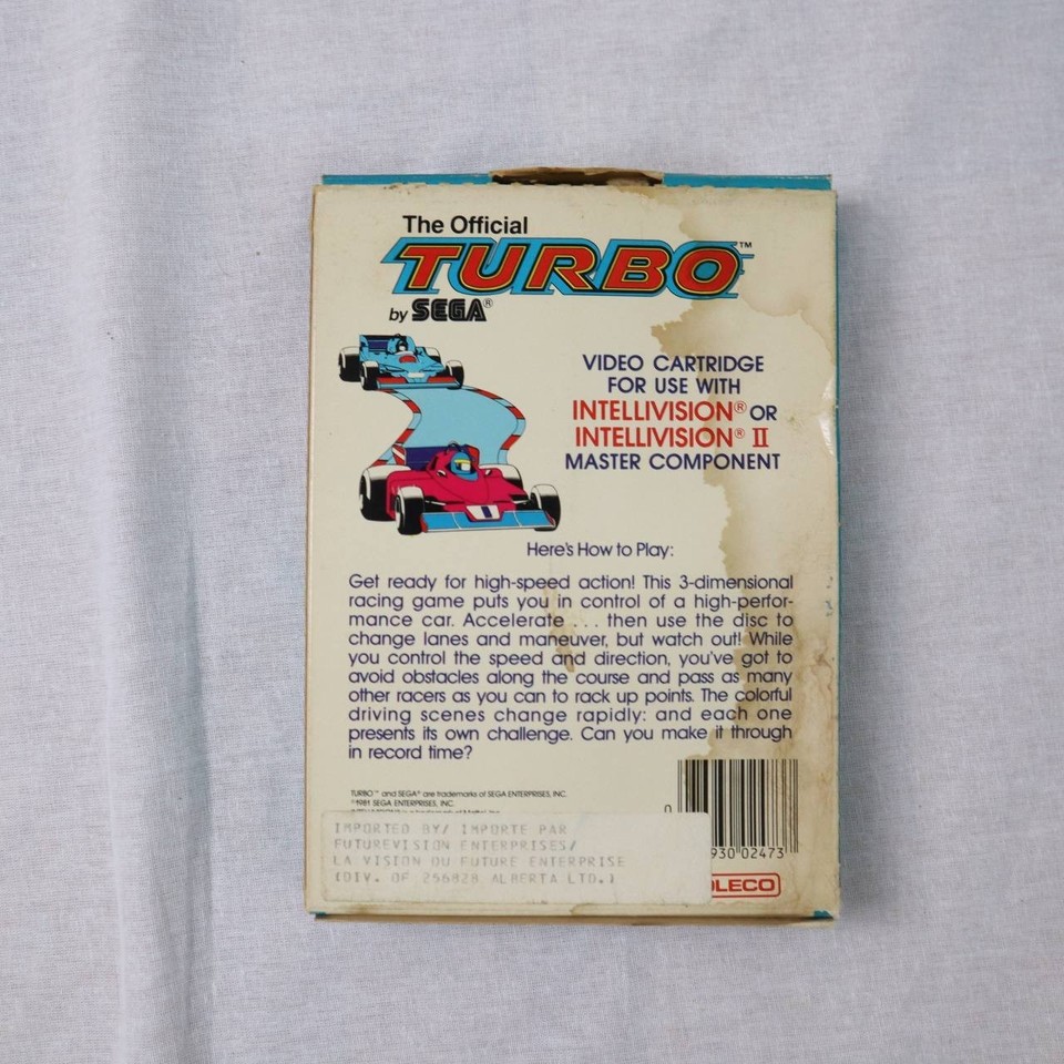 The Official Turbo by Sega for Intellivision & INTV II Coleco CIB w ...