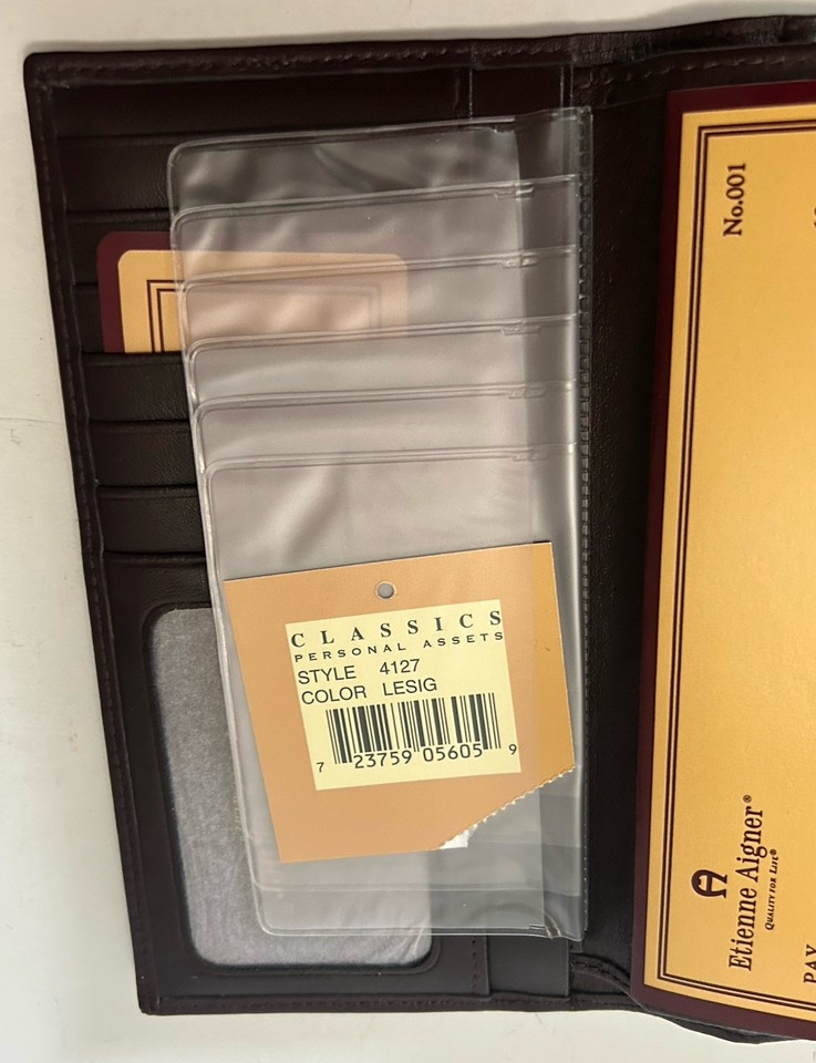 Etienne Aigner Burgundy Leather Wallet 4127 Kiss Clasp Checkbook Cover ...