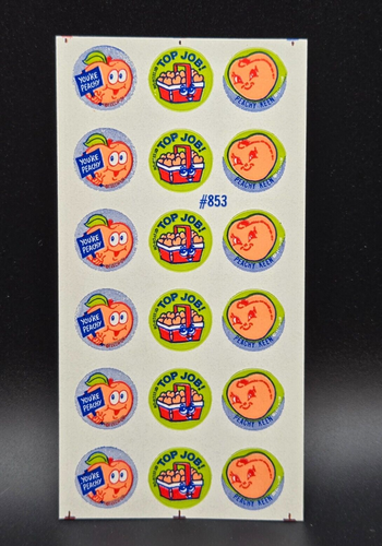 Vintage 1980 Teech-Um Mini Stickers - Peach Scratch and Sniff - Sheet ...