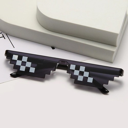 Black 8 Bit Pixel Video Game Sunglasses, Unisex Meme Pixelated Eyewear ...