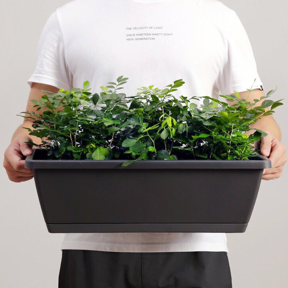 Set Of 5 Trough Plant Pot Long Plastic Planter Outdoor Garden Window ...