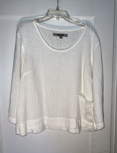 Flax Ivory Linen 3/4 Sleeve Boxy Lagenlook Top Size S. c847 | eBay