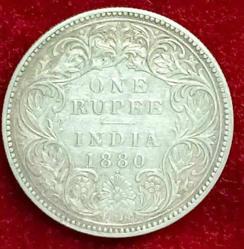 One Rupee 1880. British India. Victoria Empress. Bombay Mint. Uncleaned ...