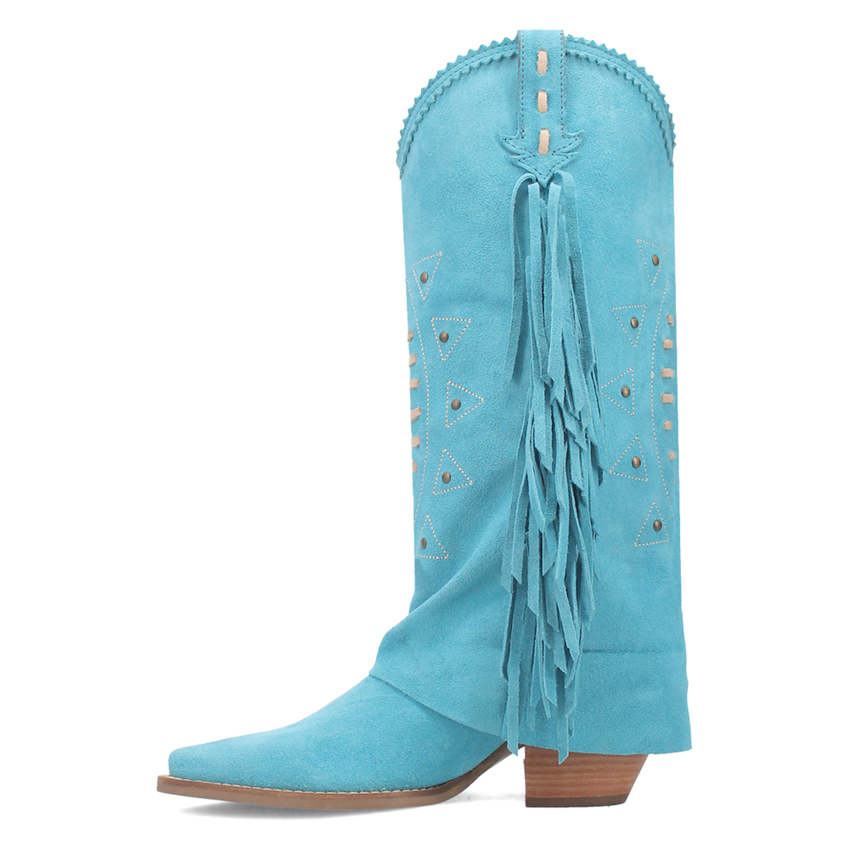 Dingo Spirit Trail Studded Embroidered Fringe Snip Toe Pull On Cowboy ...