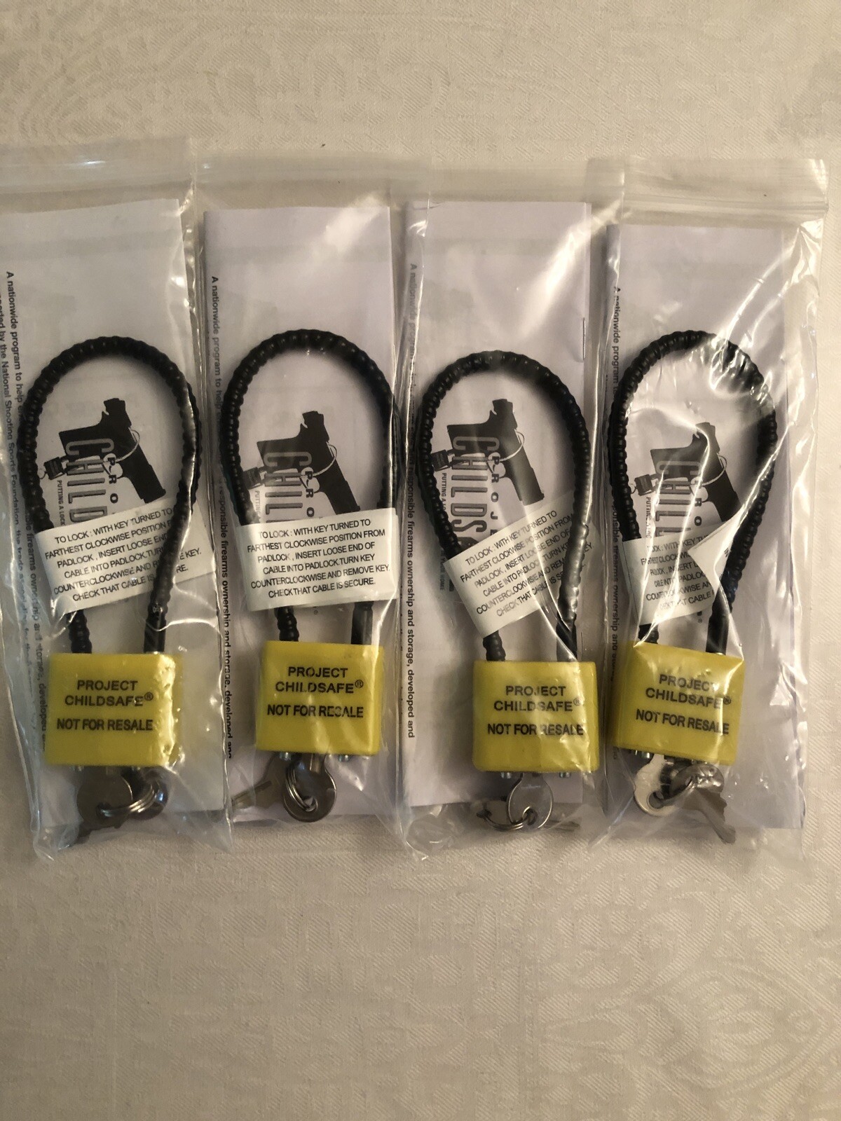 Project Child Safe Firearm Handgun Safety 8" Cable Lock Brand New 30mm ...