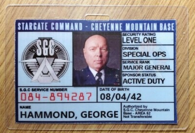 Stargate Command SG-1 ID Badge-Major General George Hammond for Cosplay ...