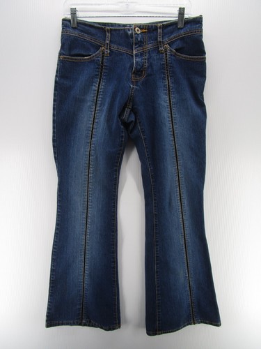 R4R Rave Jeans Women 7 Blue Faux Leather Trim Flared Y2K 2000s Denim ...