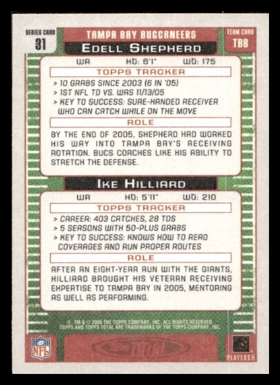 2006 Topps Total #31 Edell Shepherd / Ike Hilliard Buccaneers | eBay