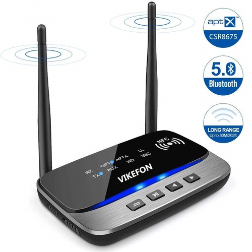 VIKEFON 262ft Long Range 5.0 Bluetooth Audio Transmitter Receiver ...