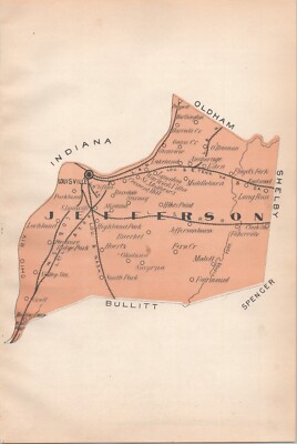 JEFFERSON County KENTUCKY Antique Map 1895 LOUISVILLE KY | eBay