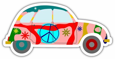 Hippy Car Peace Car Bumper Window Sticker Decal 5"X3". | eBay UK