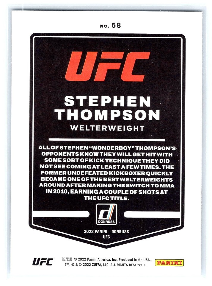 2022 Panini Donruss UFC #68 Stephen Thompson | eBay