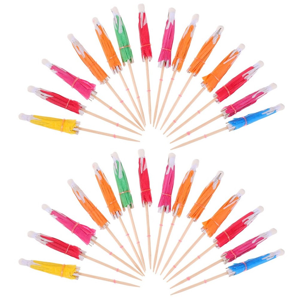 100pcs Cocktail Umbrellas Pick Flower Shape Hawaiian Drinking Umbrellas ...