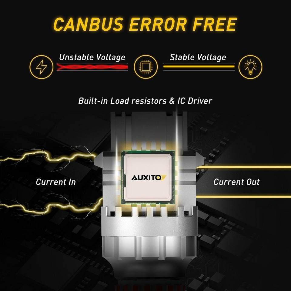 AUXITO CANBUS 3157 3156 Red LED Brake Tail Stop Signal Light Flash ...