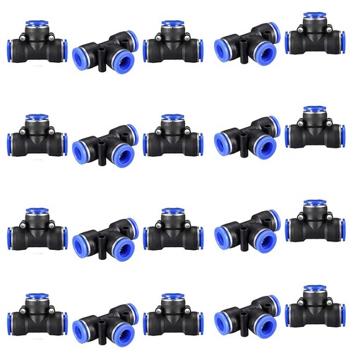 12mm Push Fittings, 1/2” OD Plastic Push to Connect Quick Fitting Tee ...