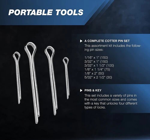 555pc Cotter Pin Assortment Set Clip Key Fitting Tool Kit w/ Storage ...