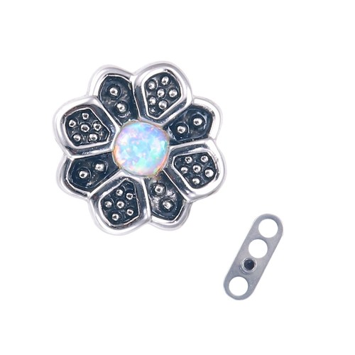 Opal Flower Dermal Anchor Top G23 Titanium Base Skin Diver Dermal ...