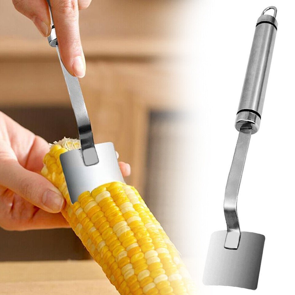2PC Corn Peeler Stainless Steel Corn Cob Stripping Tool w/ Hook Long ...